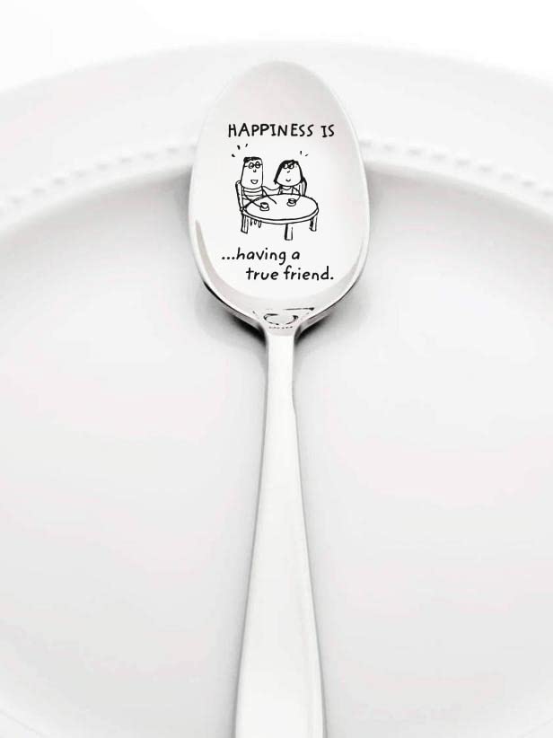 BIGEVENTS True friend Spoon Engraved teaspoons coffee spoon coffee spoons my peanut butter spoon peanut butter spoon spoon coffee spoons for tea tea gifts adult cereal spoon, Silver, 7 (A1)