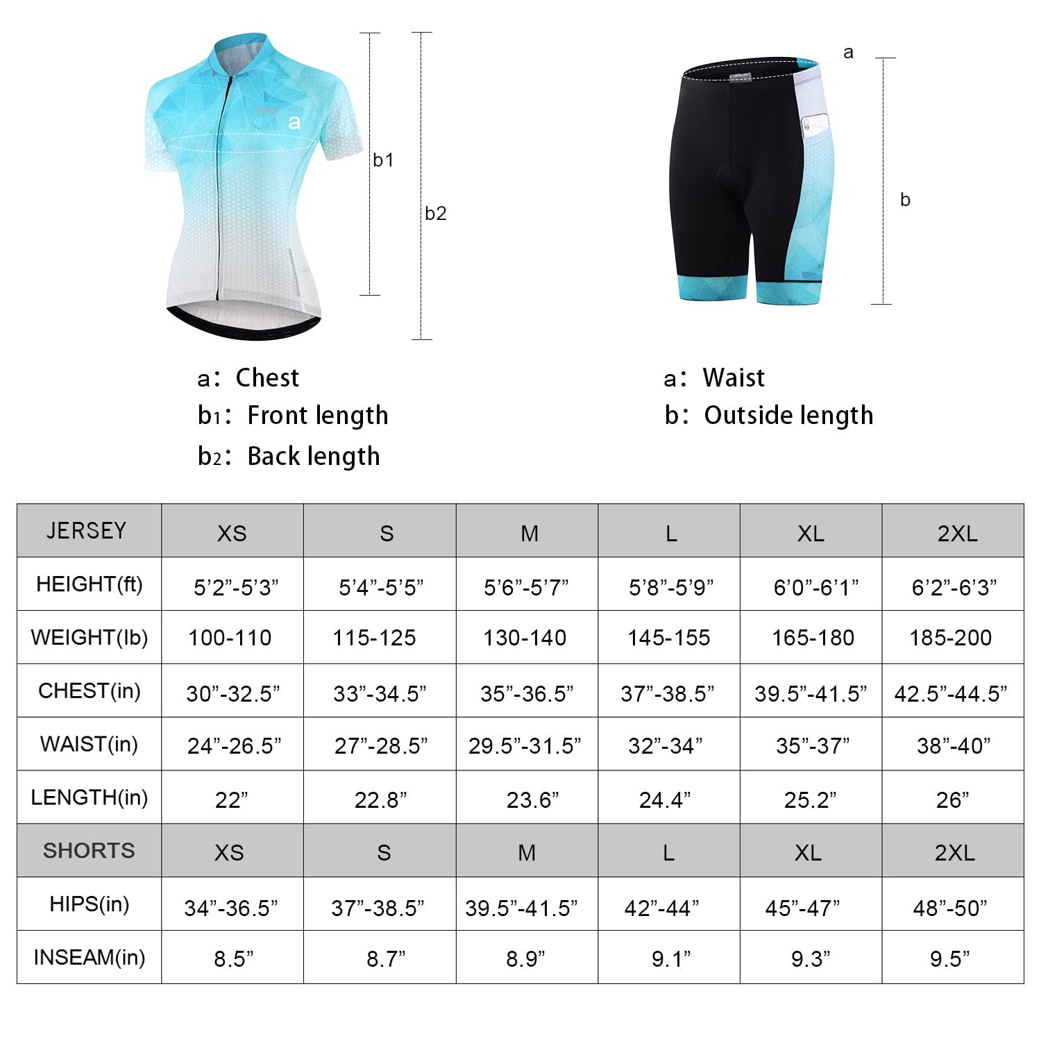 BALEAF Women's Cycling Jersey Set Short Sleeve with 3D Padded Bike Shorts Breathable Shirt Pockets Blue-B Size L