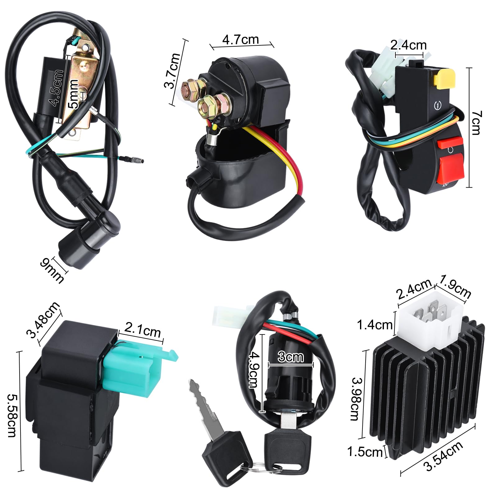 AuInLand Electric Wiring Harness, CDI Ignition Coil Wiring Harness Kit, CDI Wire Assembly fit for 4 Stroke ATV 50cc 110cc 125cc