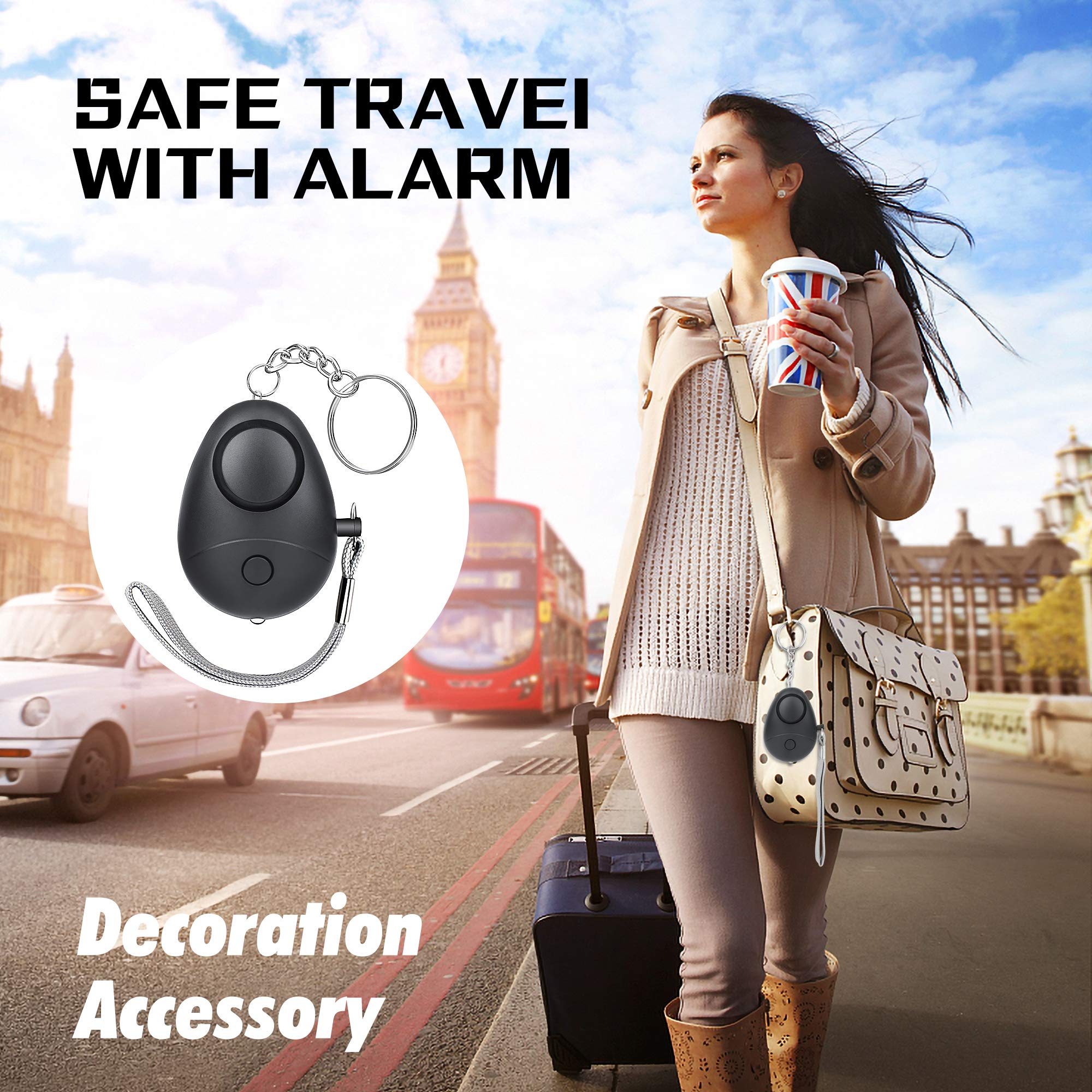 Personal Alarm, Safe Sound Security Personal Alarm for Women,Kids, Elderly, Emergency Safe Personal Alarm Black