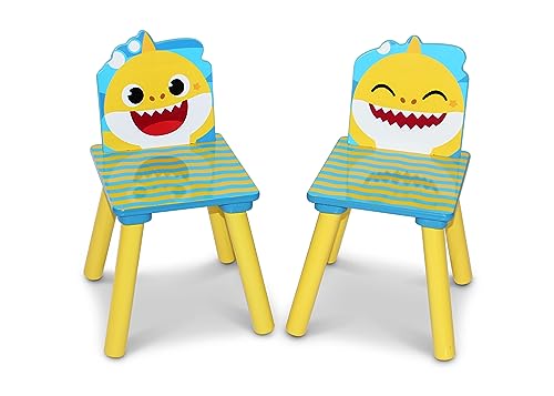 Baby Shark Plastic Sleep and Play Plastic Toddler Bed + Baby Shark Table and Chair Set by Delta Children (Bundle)