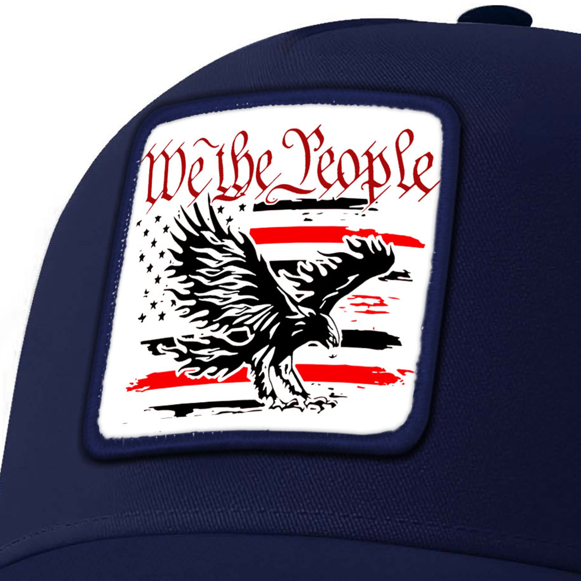 Asvance Trucker Hat - American Patriotic Eagle Mesh Back Baseball Cap for Mens - We The People Embroidered Hats Navy - Gift for Dad