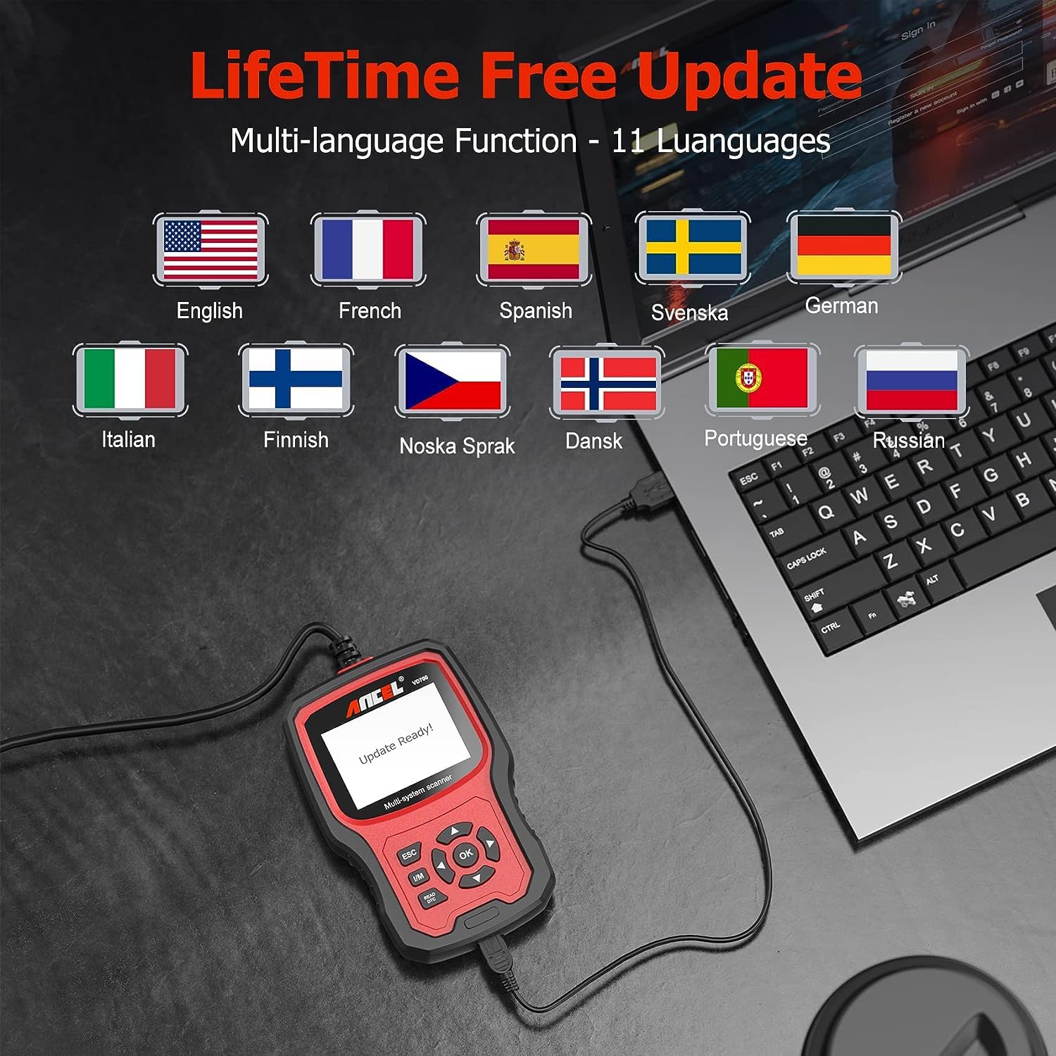 ANCEL VD700 Full Systems Diagnostic Tool Fit for Volkswagen VW Audi Skoda Seat, All Functions OBD2 Scanner Car Code Reader for VAG Vehicles with Battery Registration EPB Reset (Upgraded VD500)