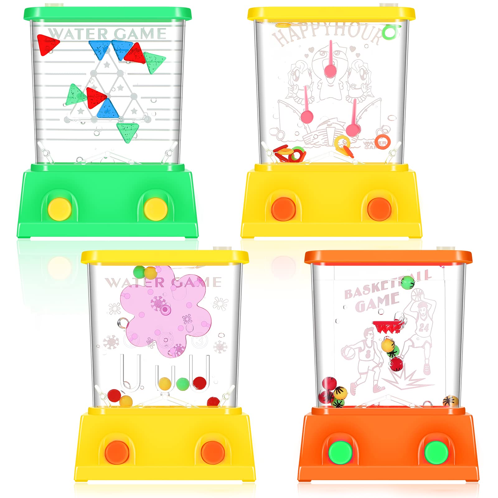 Gejoy 4 Pieces Water Games Handheld Valentines Day Gifts for Kids Mini Waterful Ring Toss Retro Pastime Toys Car Games Birthday Party Favor for Classroom Kids Adults Gifts(Classic Style)