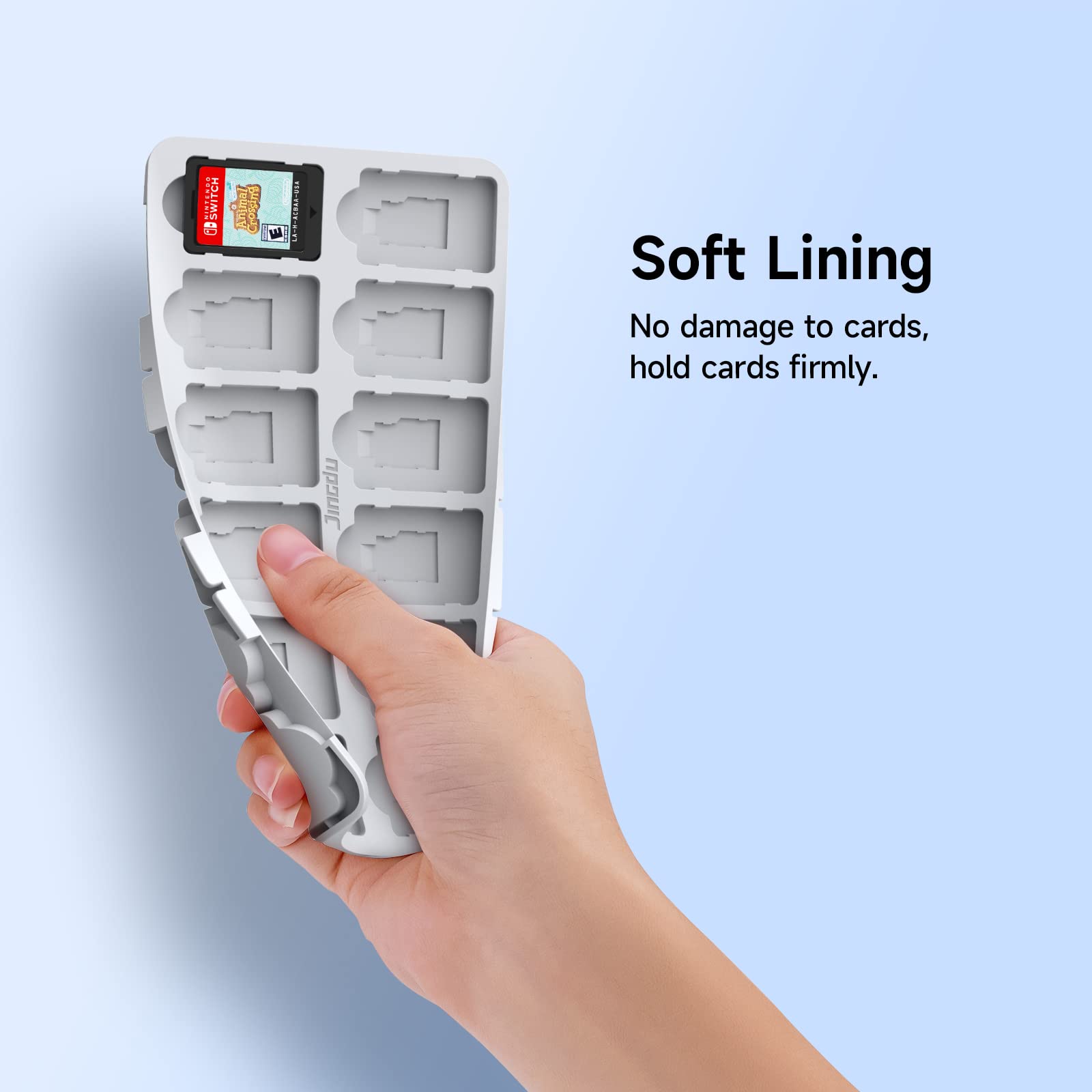 JINGDU 24-Slot Switch Game Case for Switch Games & micro SD Cards, Hard Shell, Soft Lining, [Shockproof, Portable], the Switch Game Holder Suitable for NS, Lite & OLED Games, Black