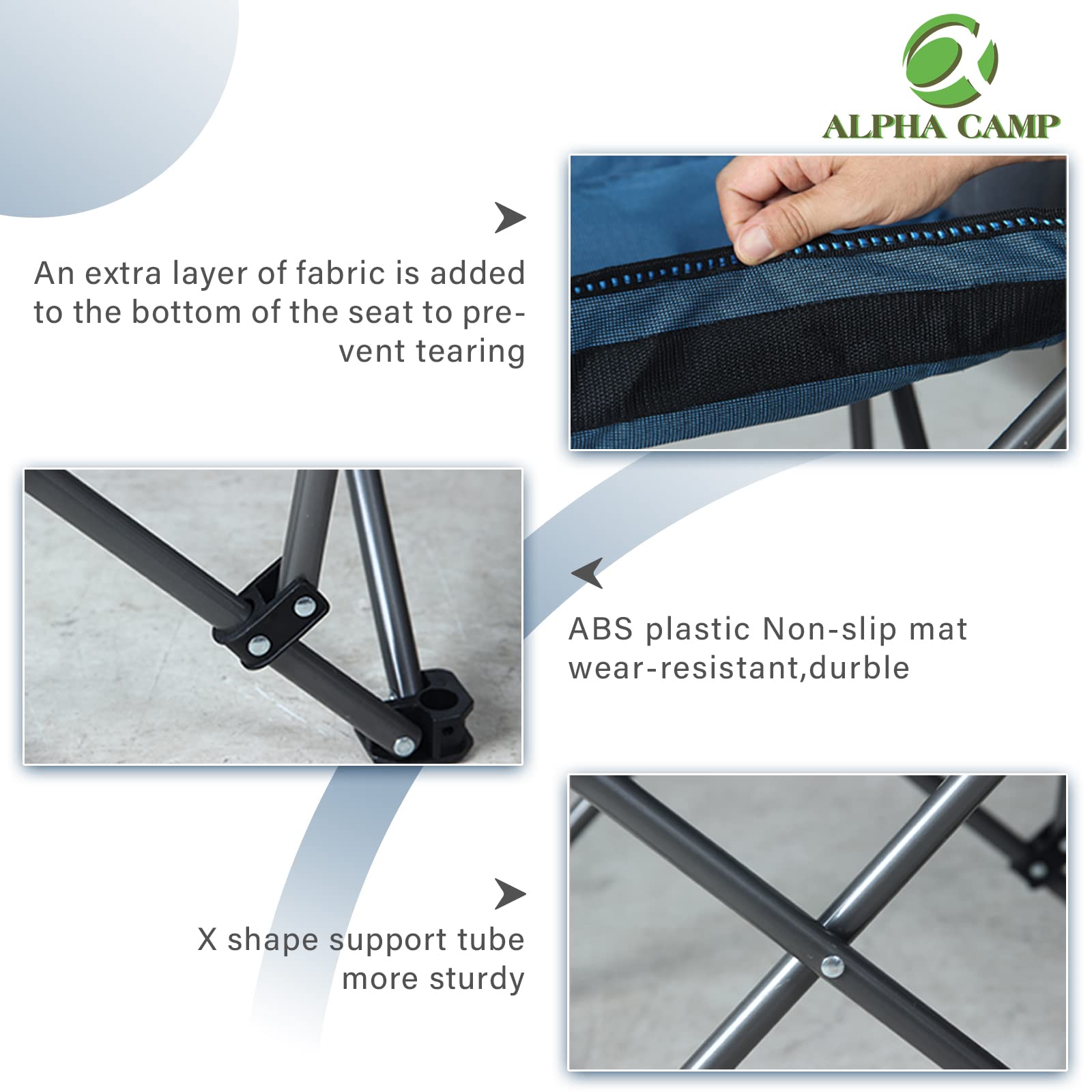 ALPHA CAMP Camping Chair Double Folding Chair Oversized Loveseat Chair Heavy Duty Support 450 LBS Oversized Steel Frame for Outdoor