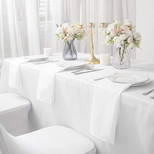 Ascoza 25pcs Polyester Cloth Napkins - 20 x 20 inch White Dinner Washable Napkins with Hemmed Edges for Restaurant/Wedding/Hotel(25,White)