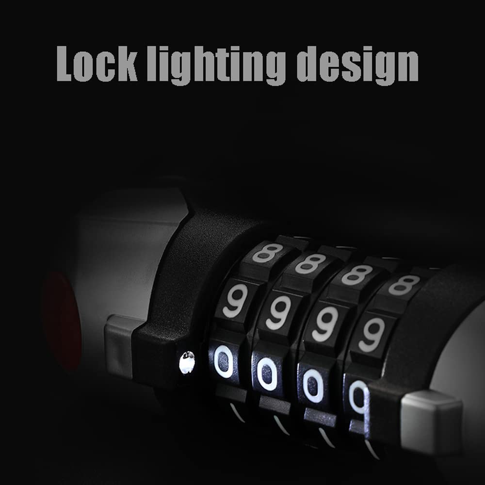 AZPINGPAN Lock Lighting Design Bicycle Lock丨12mm Thick PVC Steel Cable Anti-Theft Digital Code Lock with Lock Frame丨portable Ring 120 cm Telescopic Outdoor Riding Equipment Accessories