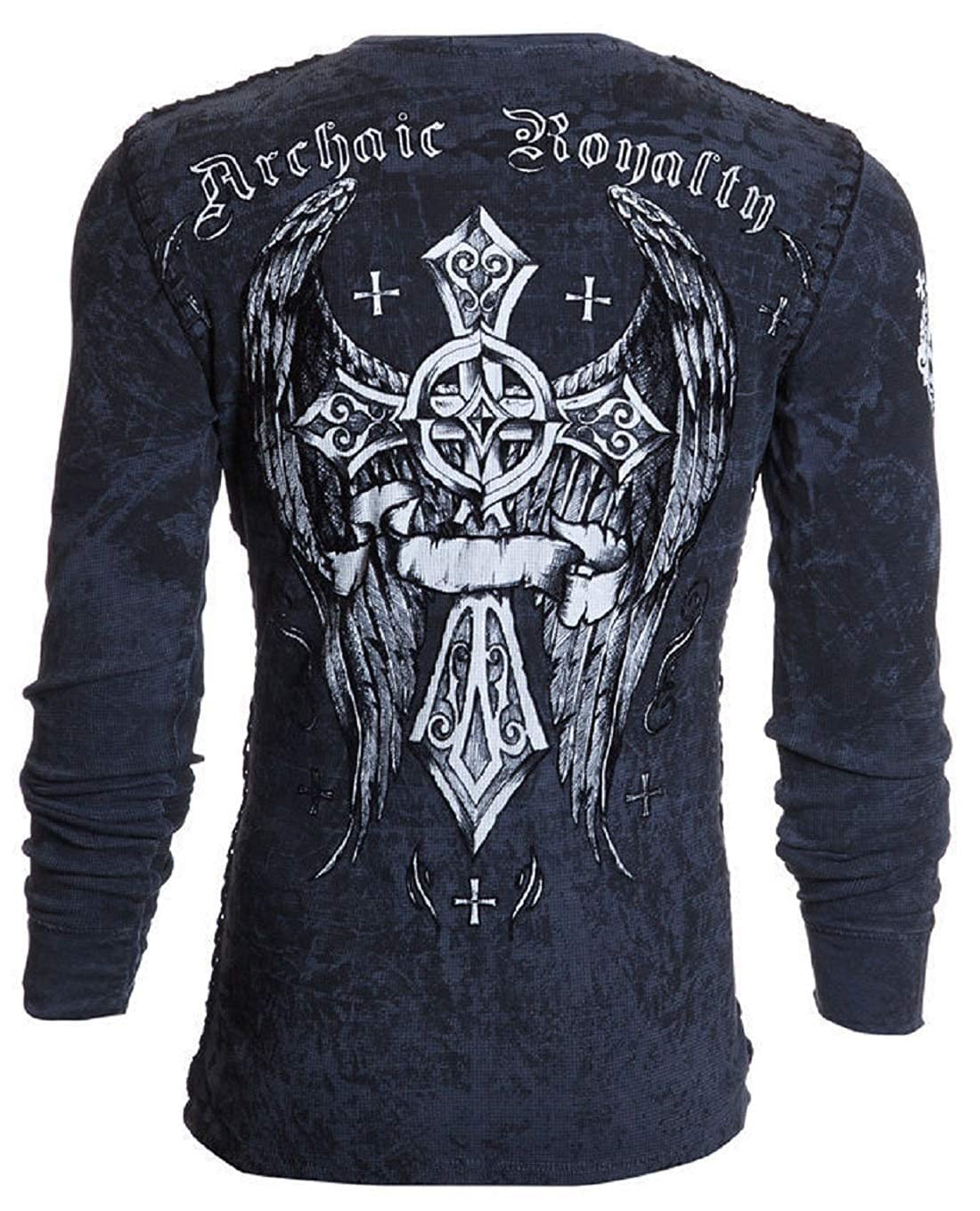 Archaic by Affliction Men's Thermal Shirt Countdown Charcoal M