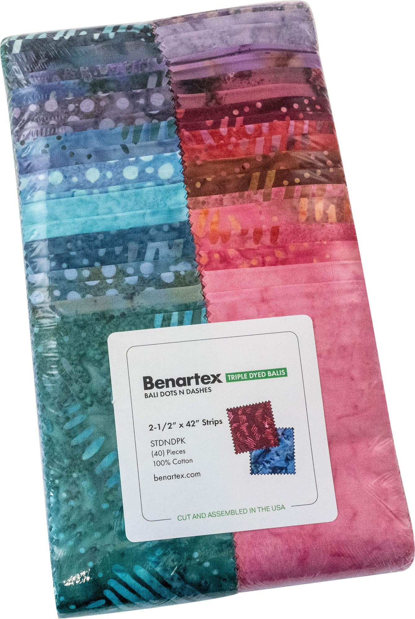Bali Batik Dots N Dashes Strip-Pies 40 2.5-inch Strips Jelly Roll Benartex