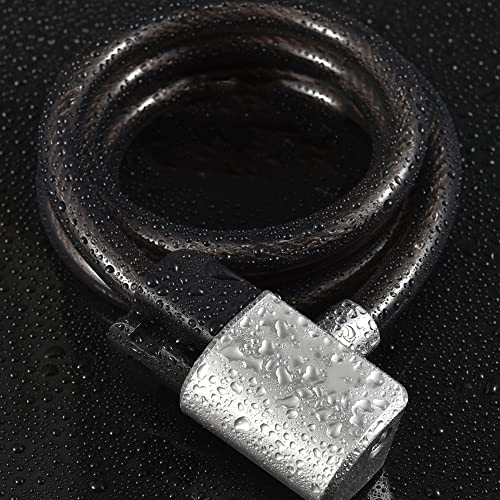 AZPINGPAN Spiral Cable Lock Bicycle Lock 丨 with 2 Keys Super C-Level Lock Core Portable Self-Winding Mountain Bike Accessories Car Lock 丨 Environmentally Friendly PVC Outer Layer