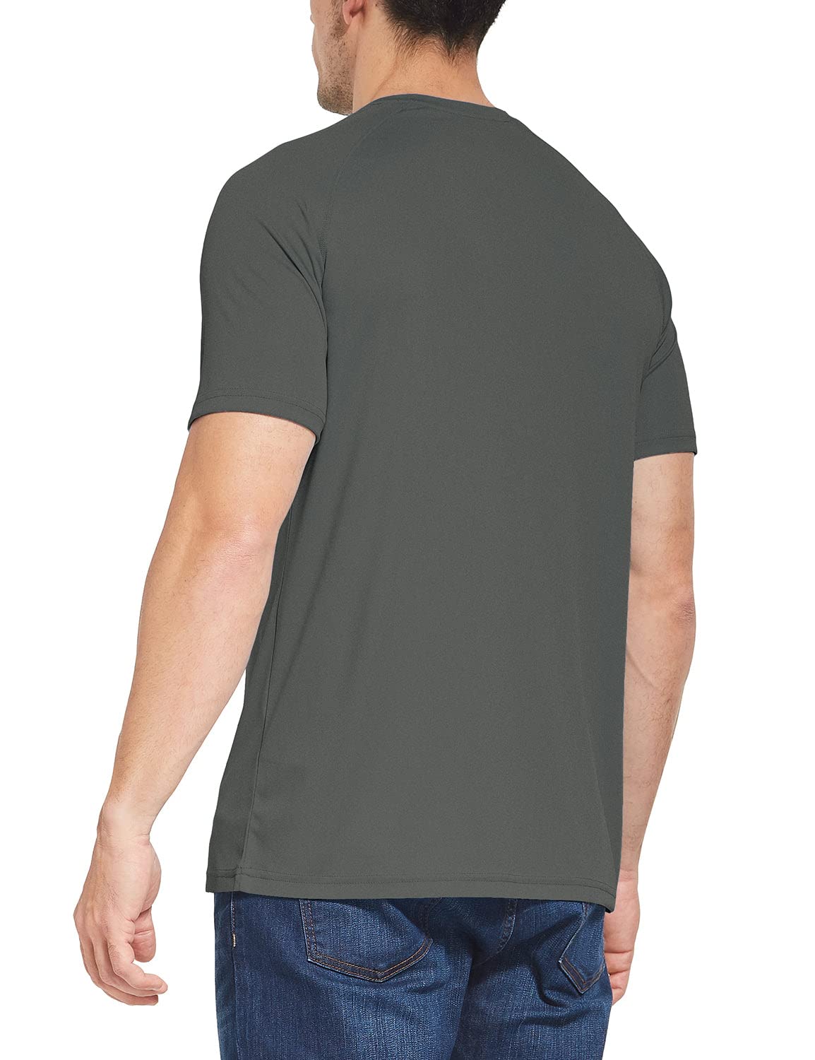 BALEAF Men's UPF 50+ Outdoor Running Workout Short-Sleeve T-Shirt Deep Gray Size L