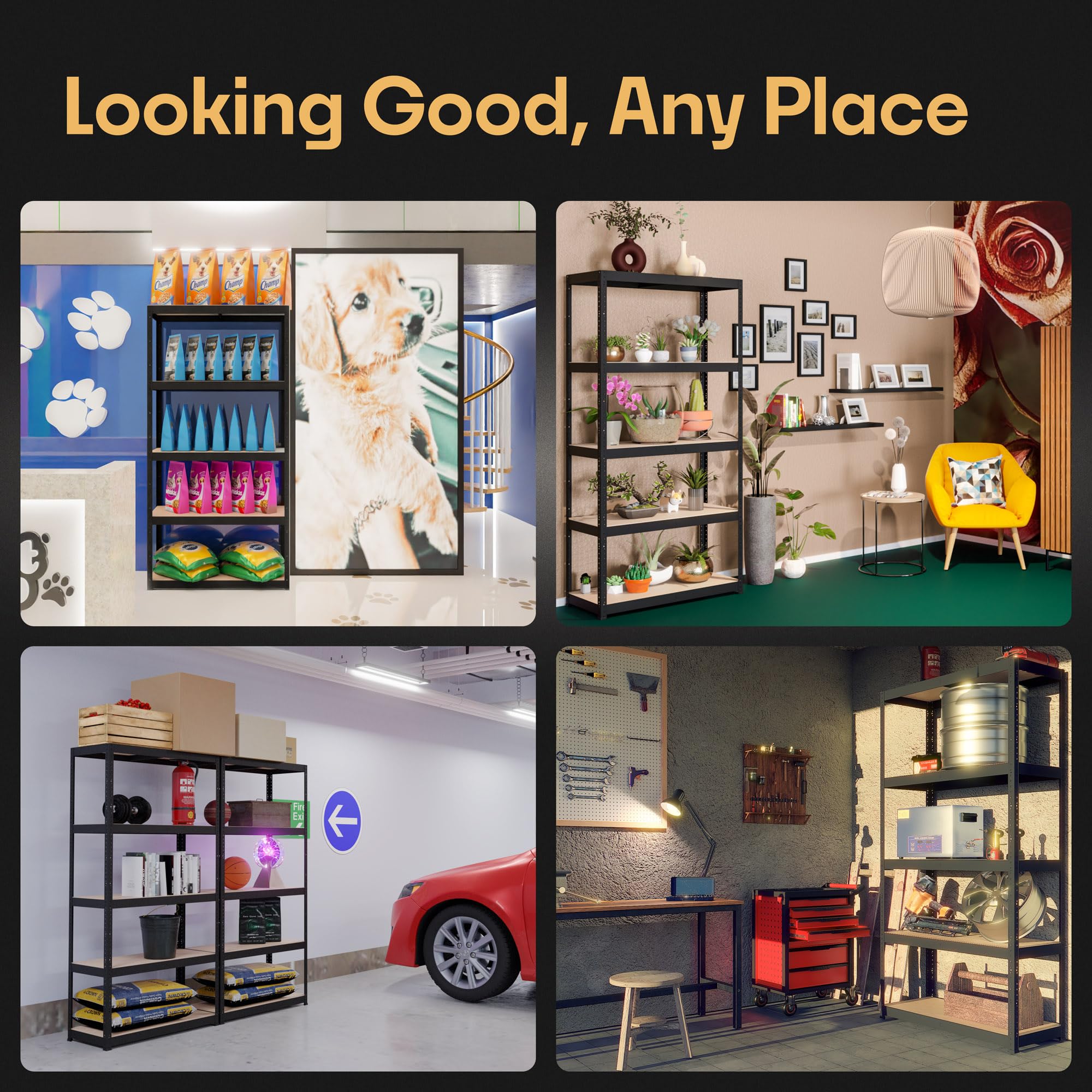 Metalkas Storage Shelves: 5 Storage Shelves Heavy Duty w/a 1.925 lb Total Load Capacity, 385 per Storage Shelf, 71x35x16 Perfect Solution for Your Storage Needs, Adjustable Shelving Unit