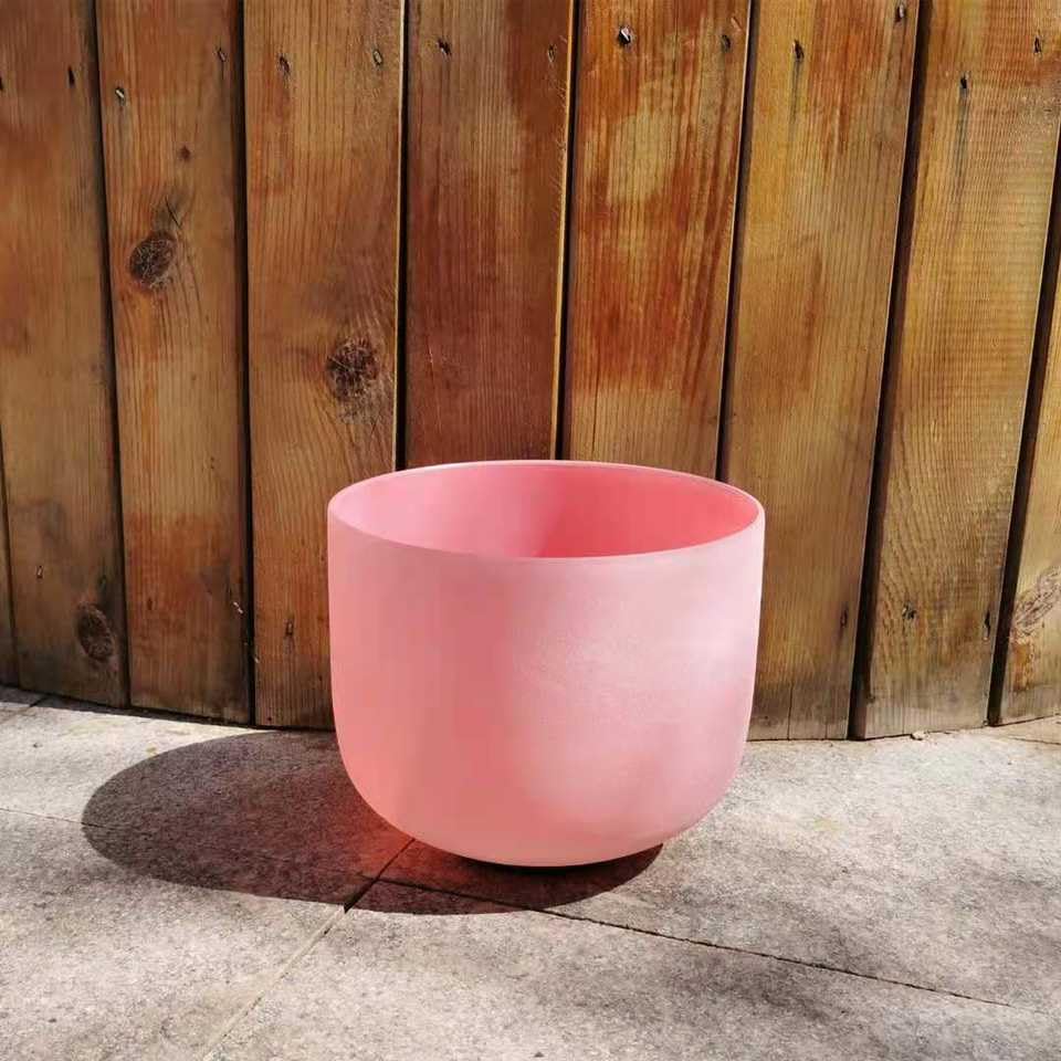 KVKA Pink Color F Note Heart Chakra Quartz Crystal Singing Bowl 8 inch with Carrying Case for healing sound Yoga