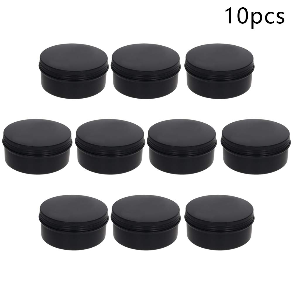 Auniwaig 10pcs 5 oz 150ml Round Aluminum Cans Tin Can Screw Top Metal Lid Containers DIY Tins Makeup Storage Box for Crafts Spices Candles Candies Tea Gift(Black)