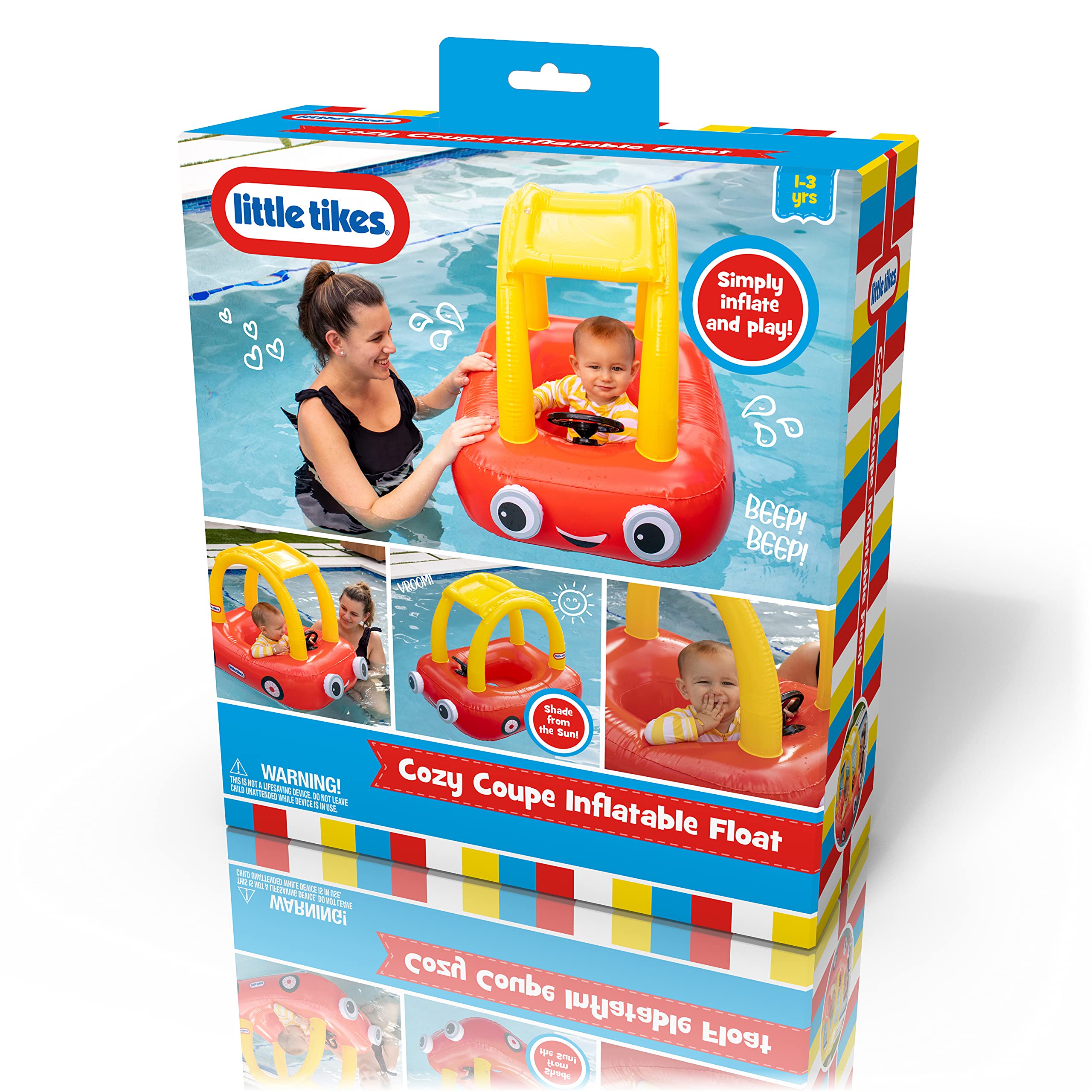 Little Tikes Cozy Coupe Inflatable Baby & Kids Pool Float, Red Car Coupe with beeping Horn. Easy to use a Great Float to Introduce Your Young Ones to The Water.