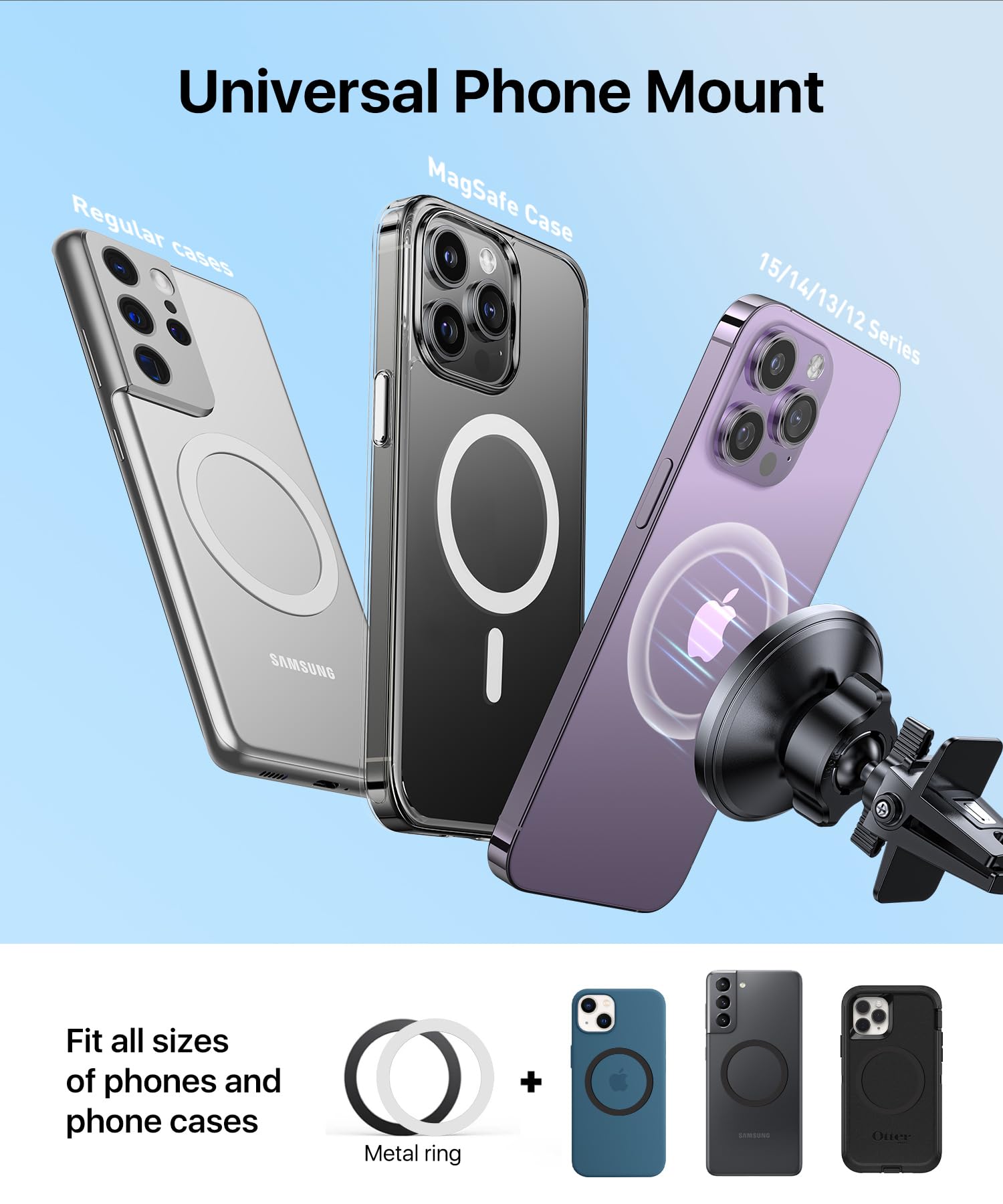 andobil Newest Magsafe Car Mount [Strongest Magnet, Military Sturdy & Never Slip] 360° Magnetic Air Vent Cell Phone Holder Car, Easy Used, Fit for iPhone 15 14 13 12 Pro Max Android Samsung S24 S23