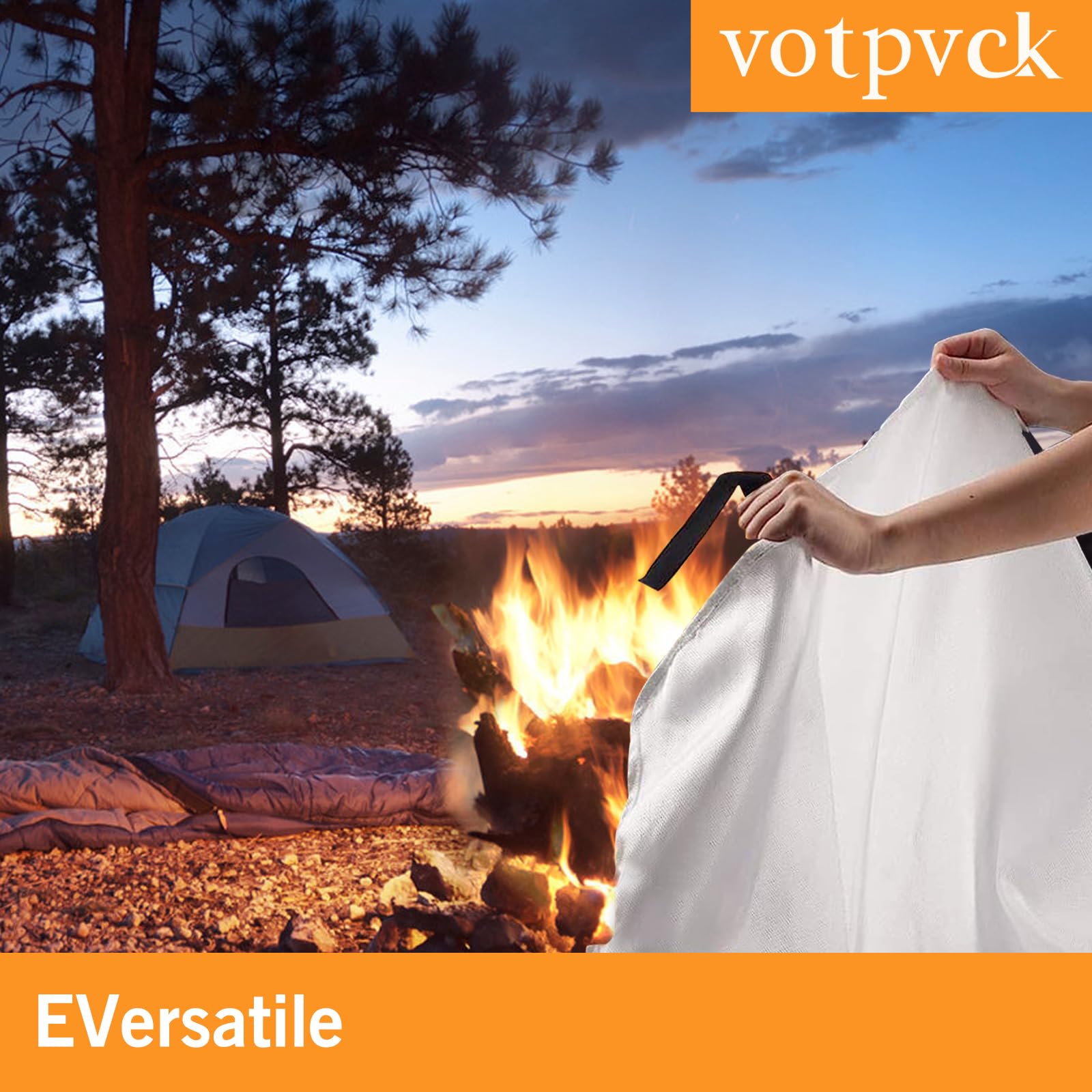 Votpvck Emergency Fire Blanket for Home and Kitchen,Fireplace Grill Camping,Survival Gear Emergency Supplies,Flame Retardant Protection and Heat Insulation,2 Pack Fibeglass Blanket 39ββx39ββ