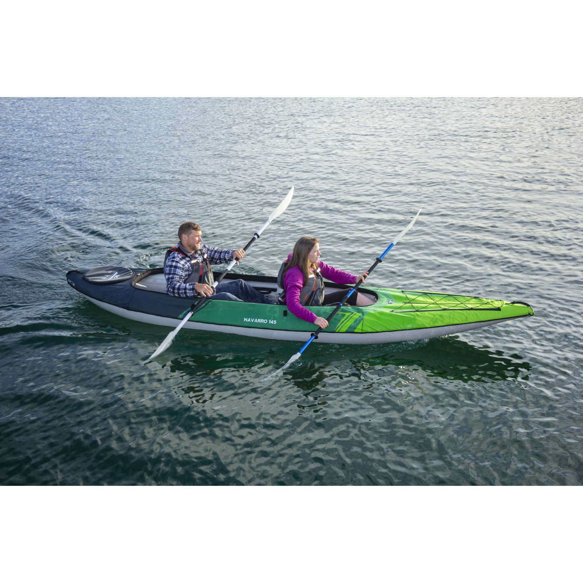AQUAGLIDE Navarro 145 Convertible Inflatable Kayak with Drop Stitch Floor - 1-3 Person Touring Kayak Without Cover , Green