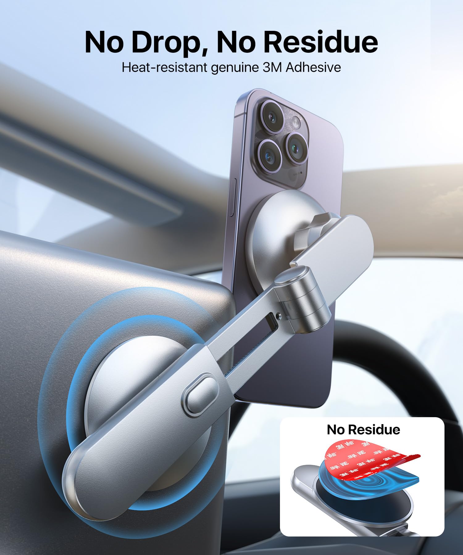 andobil Tesla Phone Mount for Model 3 Model Y [Powerful Magnet, No Residue Adhesive] Stable Tesla Magsafe Phone Holder, Tesla Model 3 Accessories, Tesla Model Y Accessories 2024, Fits for iPhone & All