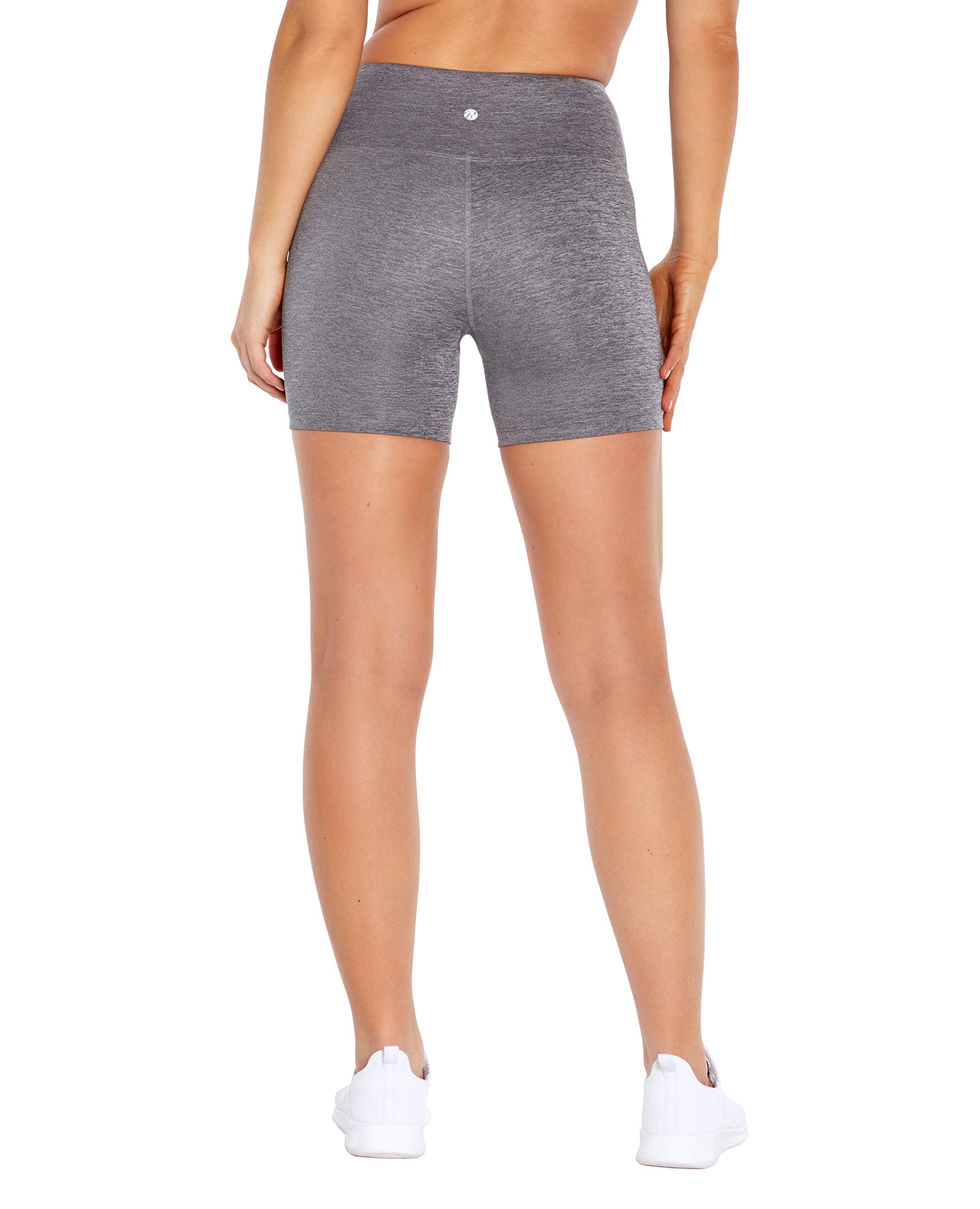 Bally Total Fitness High Rise 5" Bike Short - 2 Pack, Heather Charcoal/Harbor Blue, X-Large