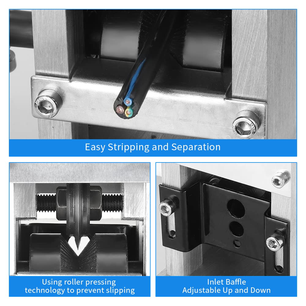 Anbull Wire Stripping Machine Hand Crank Automatic Drill Operated Aluminum Alloy Cable Wire Stripper Machine for Recycling Scrap Copper Wire
