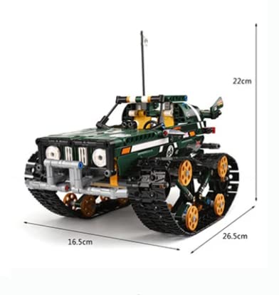 General Jim's 360 Degree Remote Control Crawler Monster Truck Vehicle with Remote Phone App Controlled Modular Building Blocks Bricks Vehicle 625 Piece Toy Building Set - for Teens and Adults