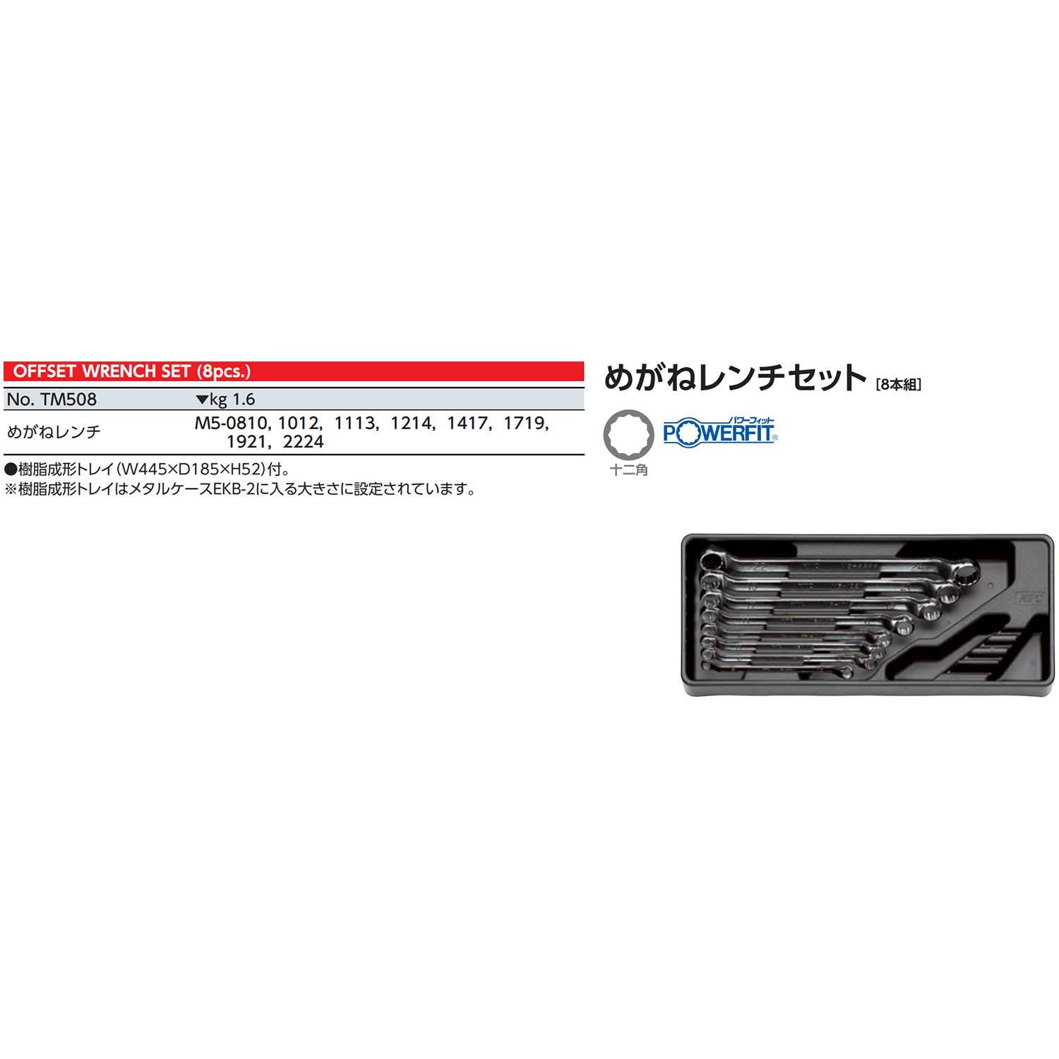 Kyoto Machine Tools (KTC) Glasses Wrench Set, Set of 8 TM508