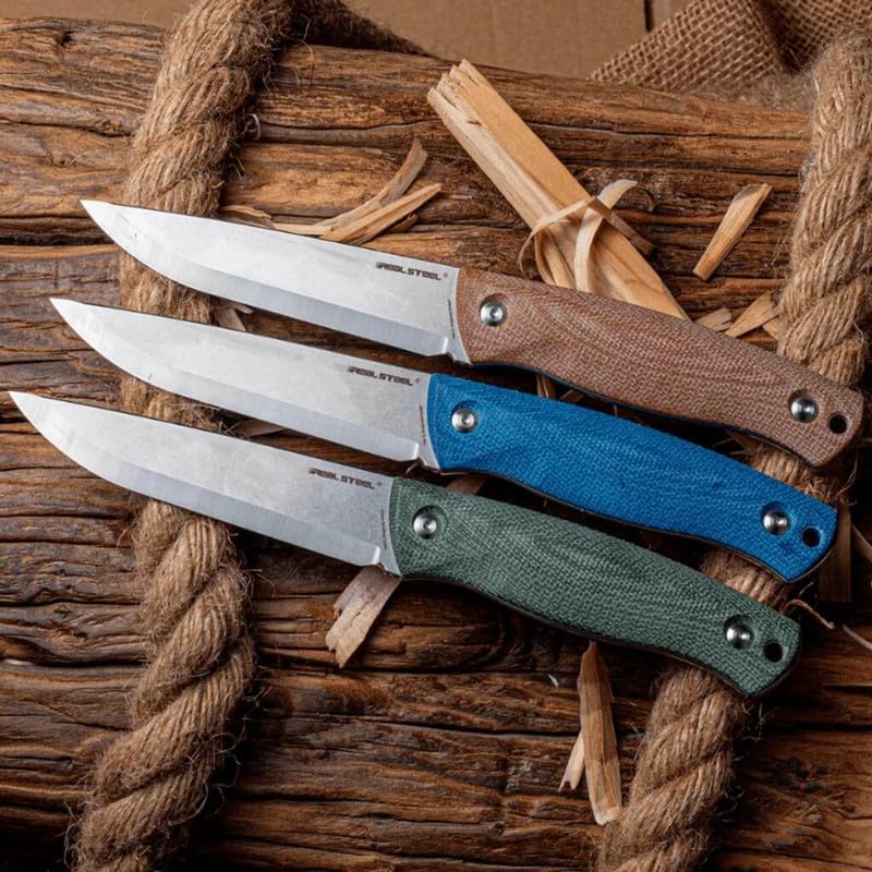 Real Steel Pathfinder Bushcraft Fixed Knife - 14C28N Blade with Micarta Handle- Perfect for Everyday Tasks - Brown