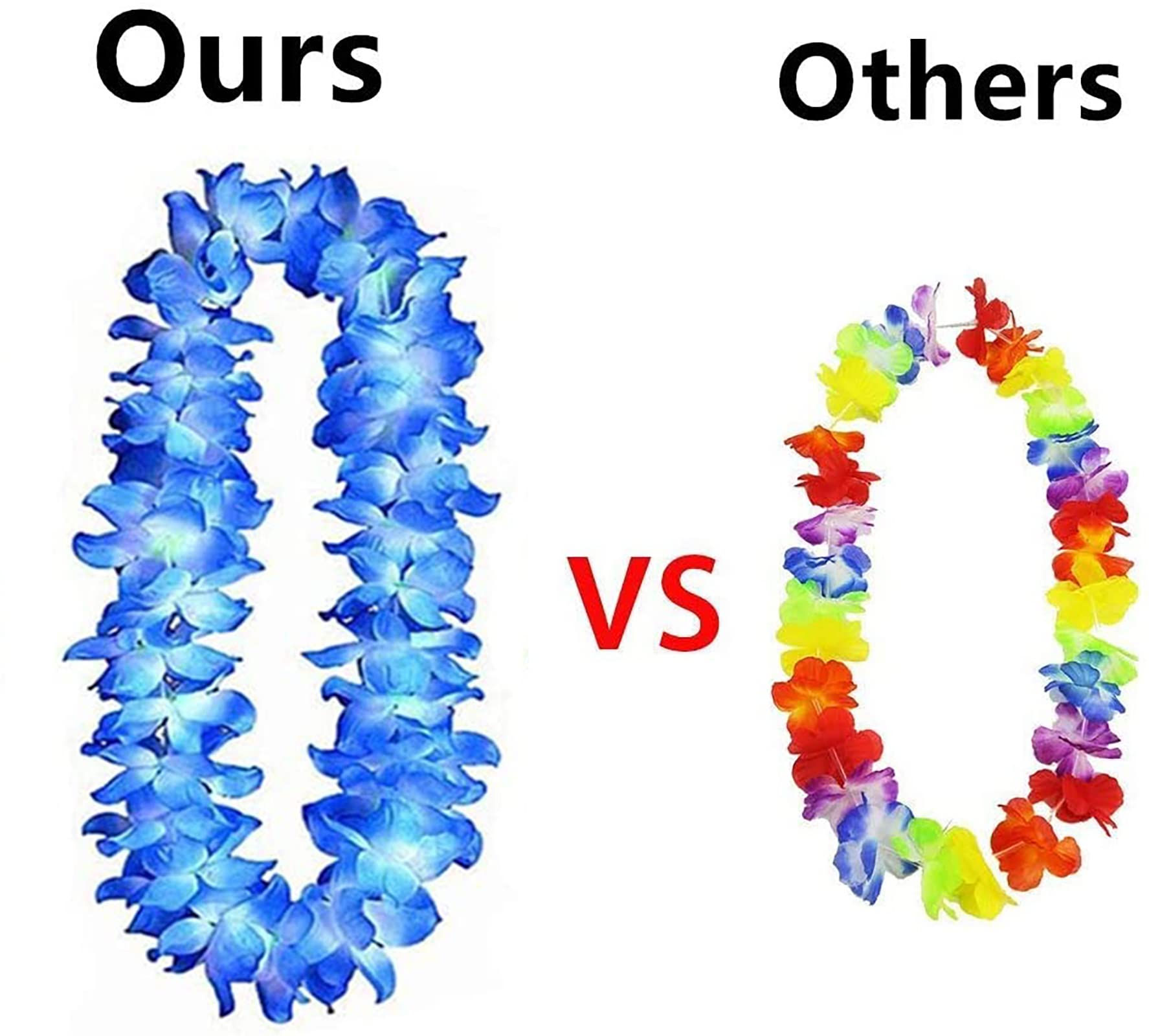 Thicken 41 Inch Blue Hawaiian Leis for Graduation Party, Dance Party, Photo Prop in Outdoors (12 Pcs)