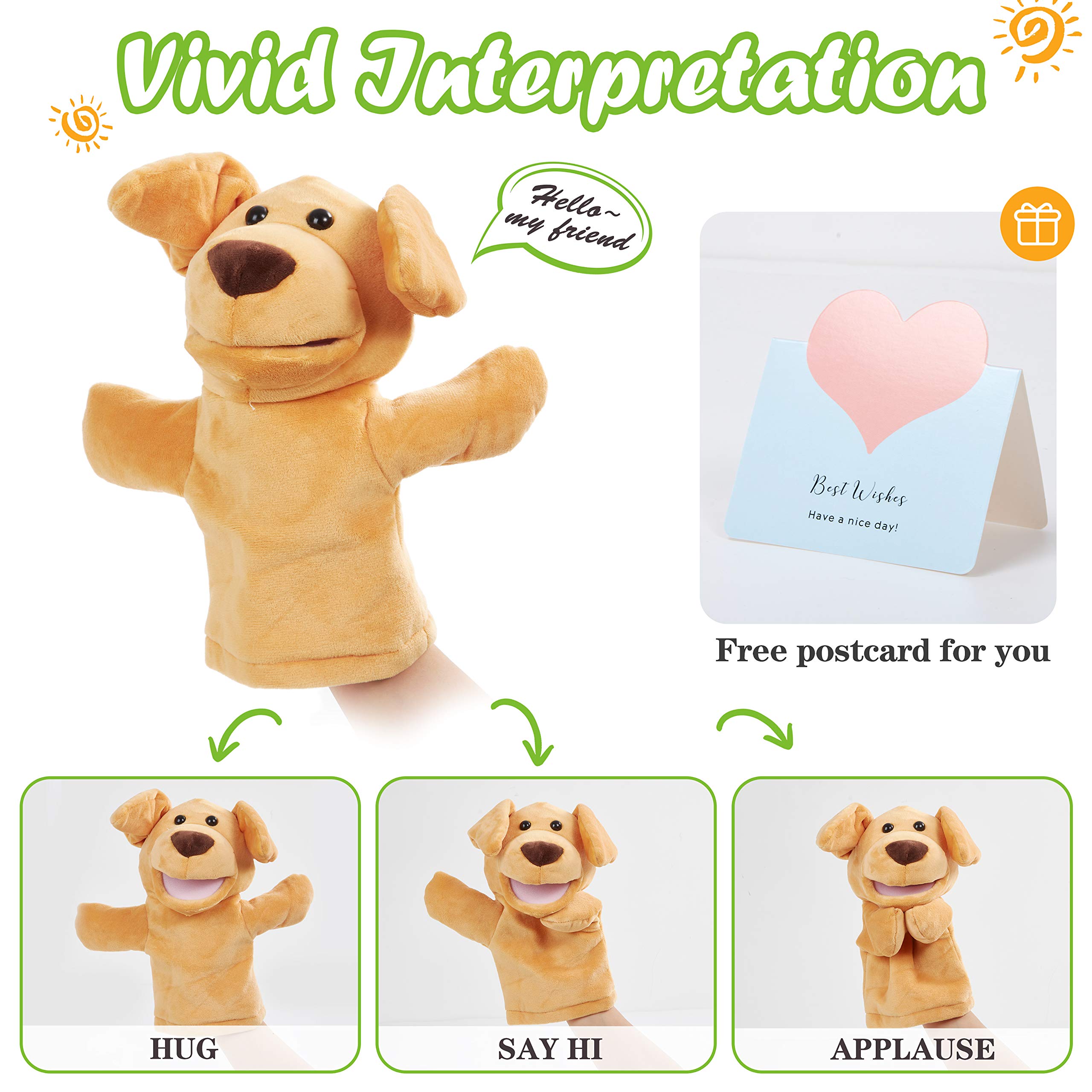 CozyWorld Dog Hand Puppet Puppy Muppets Plush Toys Show Developing Intelligence Gifts for Adults and Kids,10‘’