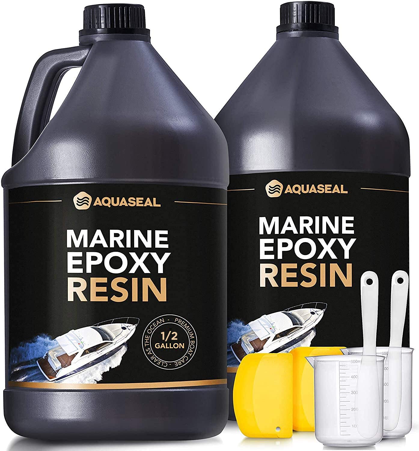 AQUASEAL Table Top Epoxy Resin Epoxy - Bar Top Epoxy Clear Epoxy Resin Countertop Epoxy Marine Epoxy Resin Epoxy Countertop Kit Epoxy Kit 1 Gallon 2 Part Epoxy Resin Clear Adhesive Primer