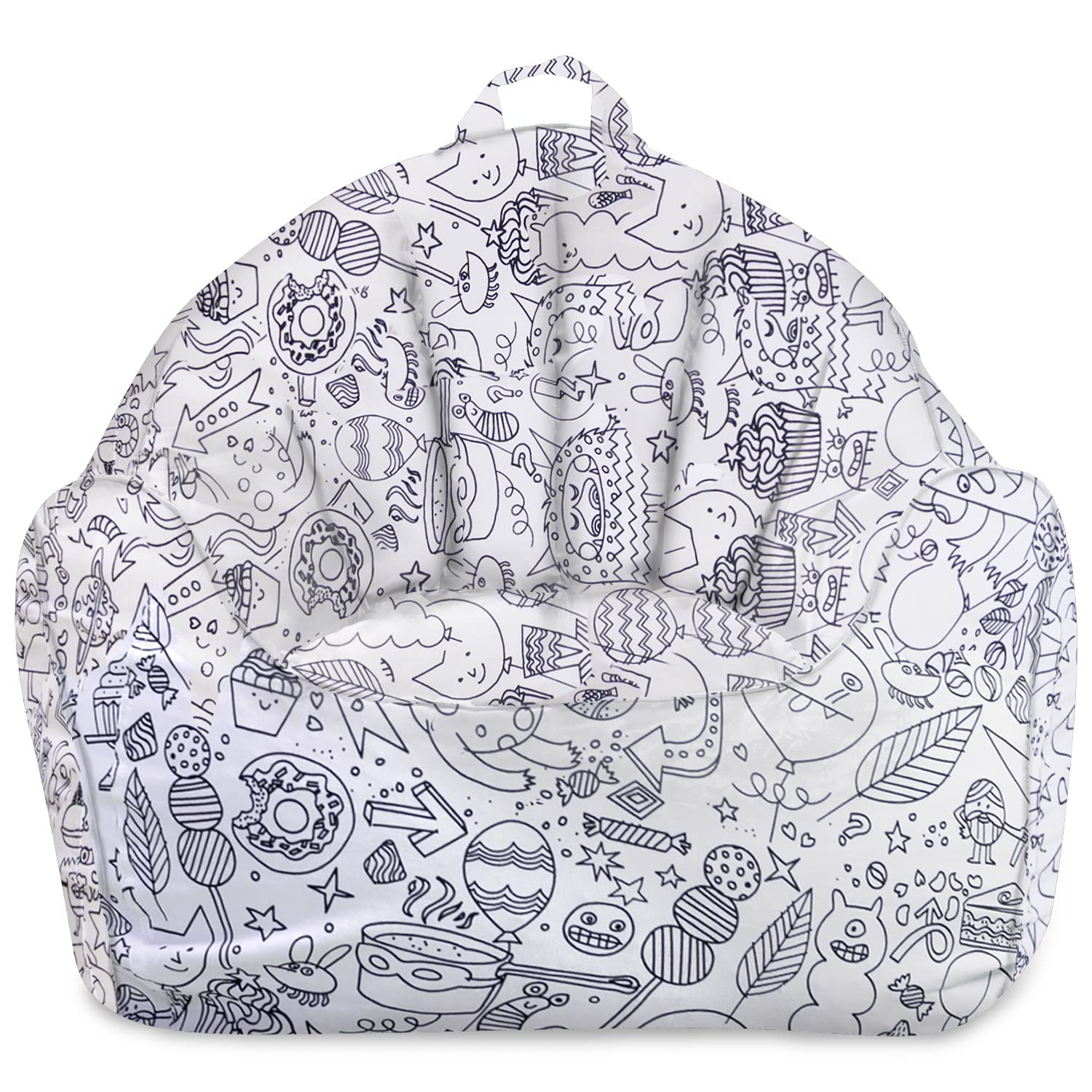 Posh Creations Structured Comfy Bean Bag Chair for Gaming, Reading, and Watching TV, Malibu Lounge, Canvas Coloring Fabric - Creatures