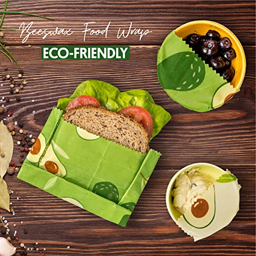 Beeswax Wrap 8 Pack, Reusable Beeswax Food Wraps, Organic Sustainable Food Storage, Cheese Sandwich Paper