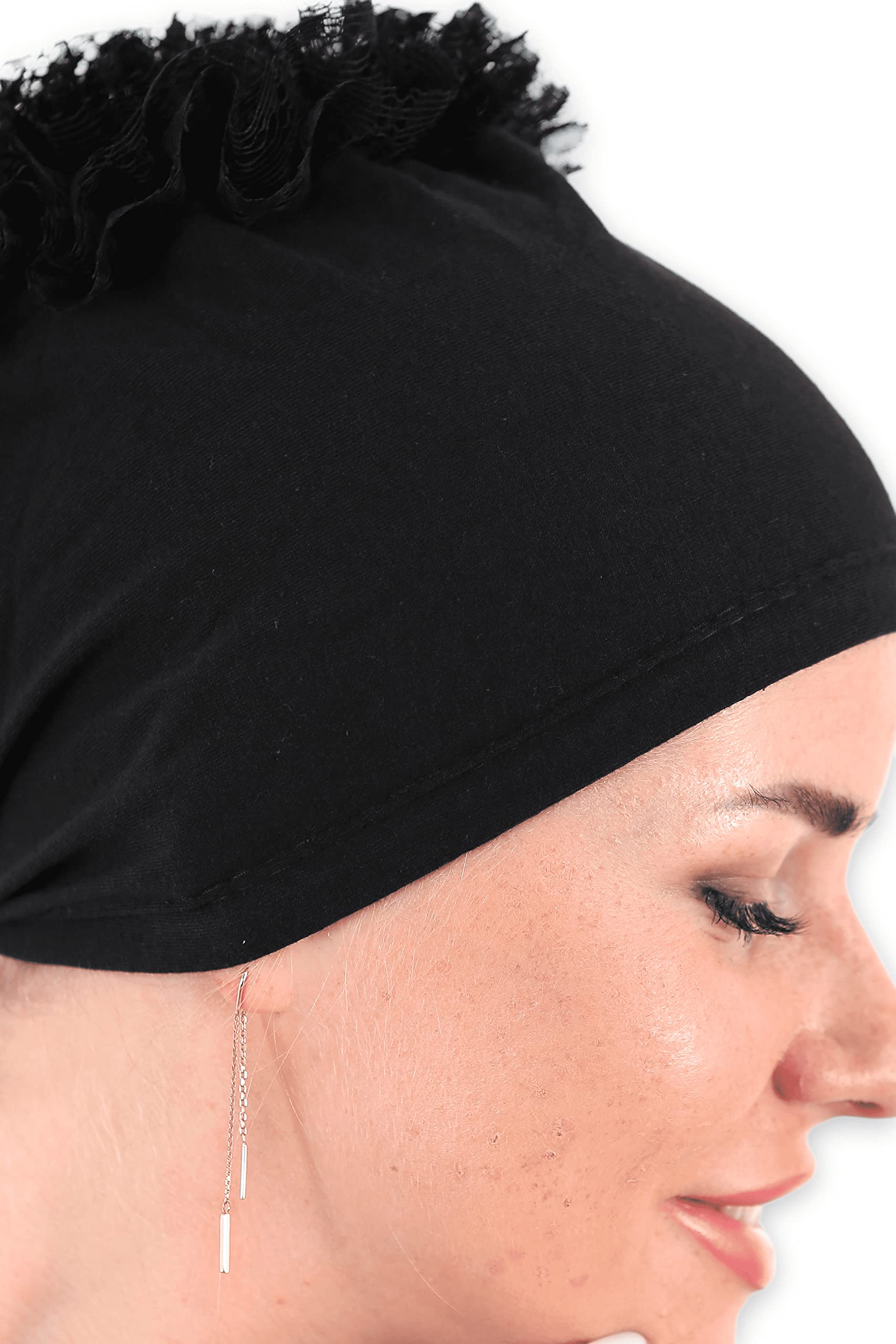 Avanos Hijab Undercap Volumizer, 100% Cotton Hijab for Women, Underscarf Hijab Cap, Instant Ready to Wear Head Wrap Muslim (Black)