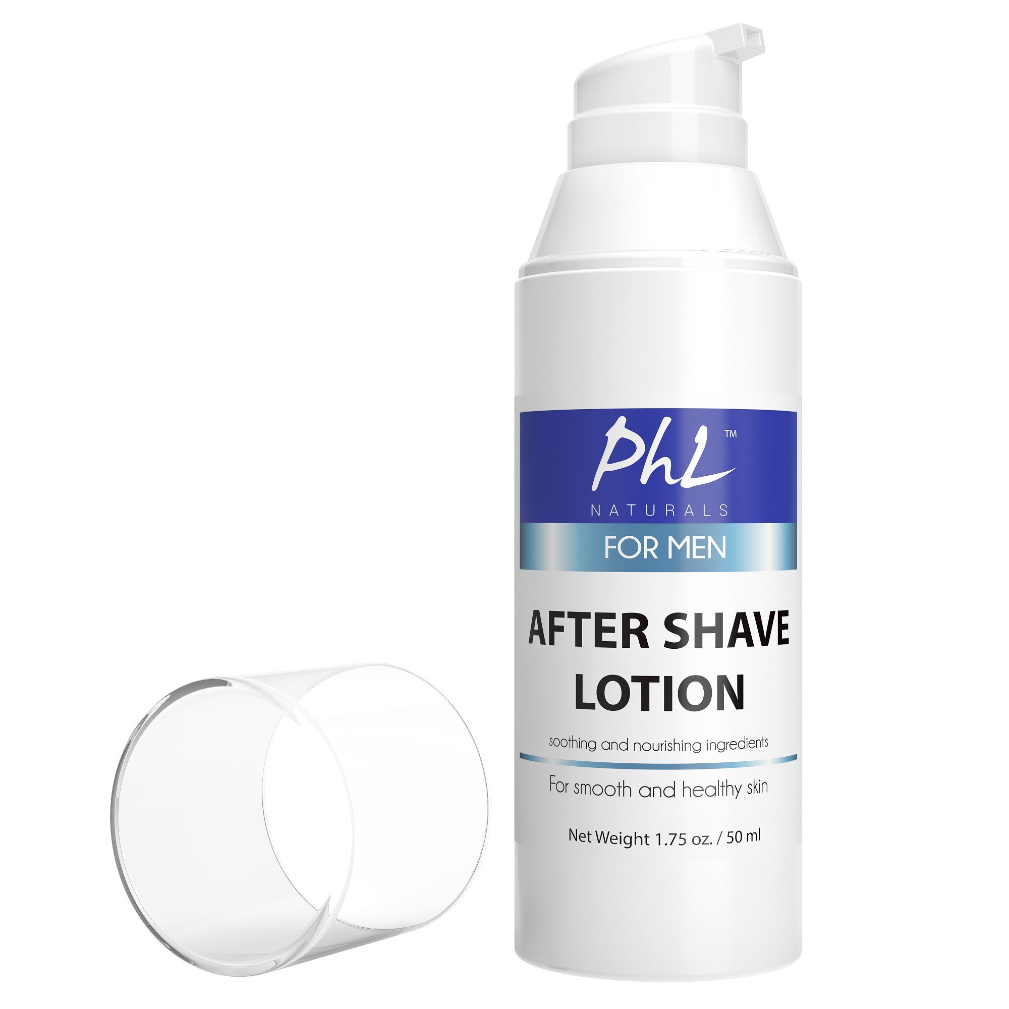 PHL Naturals Unscented Aftershave for Men, After Shave Lotion - Soothes, Moisturizes, Repairs Skin & Prevents Razor Burn, Smooth Soft Finish, 1.75 oz / 51.7 ml