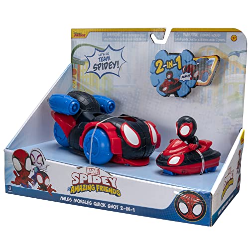 Marvel Spidey and His Amazing Friends Quick Shot Vehicle (Miles Morales: Spider-Man) - Quick Shot 2-in-1 Vehicle