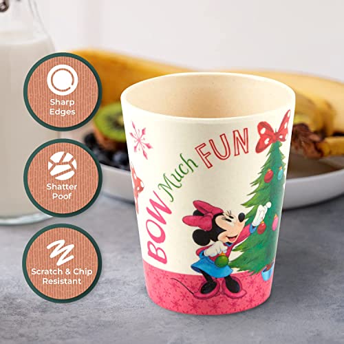 Bamboo Kids’ 5-Piece Dinnerware Set By Zrike Brands-Tableware Set With Dinner Plate, Bowl, Cup, Fork & Spoon- BPA-Free Disney Toddlers Feeding Set- Great Holiday Gift MINNIE JOY 5PC BAMBOO SET
