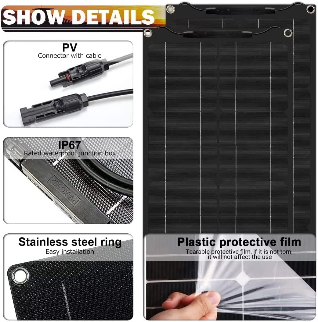 AQWSD 800 Watt Solar Panel Kit, with 40A Charge Controller 2 Γ 400 Watt Flexible Monocrystalline Solar Panel for 12-24V Battery Charging Car Battery Camper RV Yacht Battery Boat