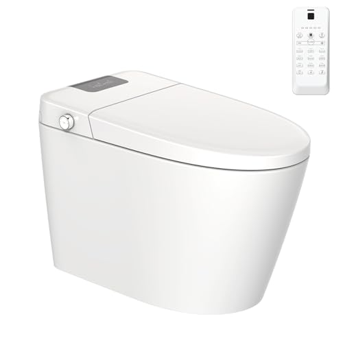 Auto Open/Close Lid Smart Toilet Bidet with Built-in Tank, Auto Flush & Wash, Elongated Heated Seat, Adjustable Water Temperature, and LED Light (1.28GPF)