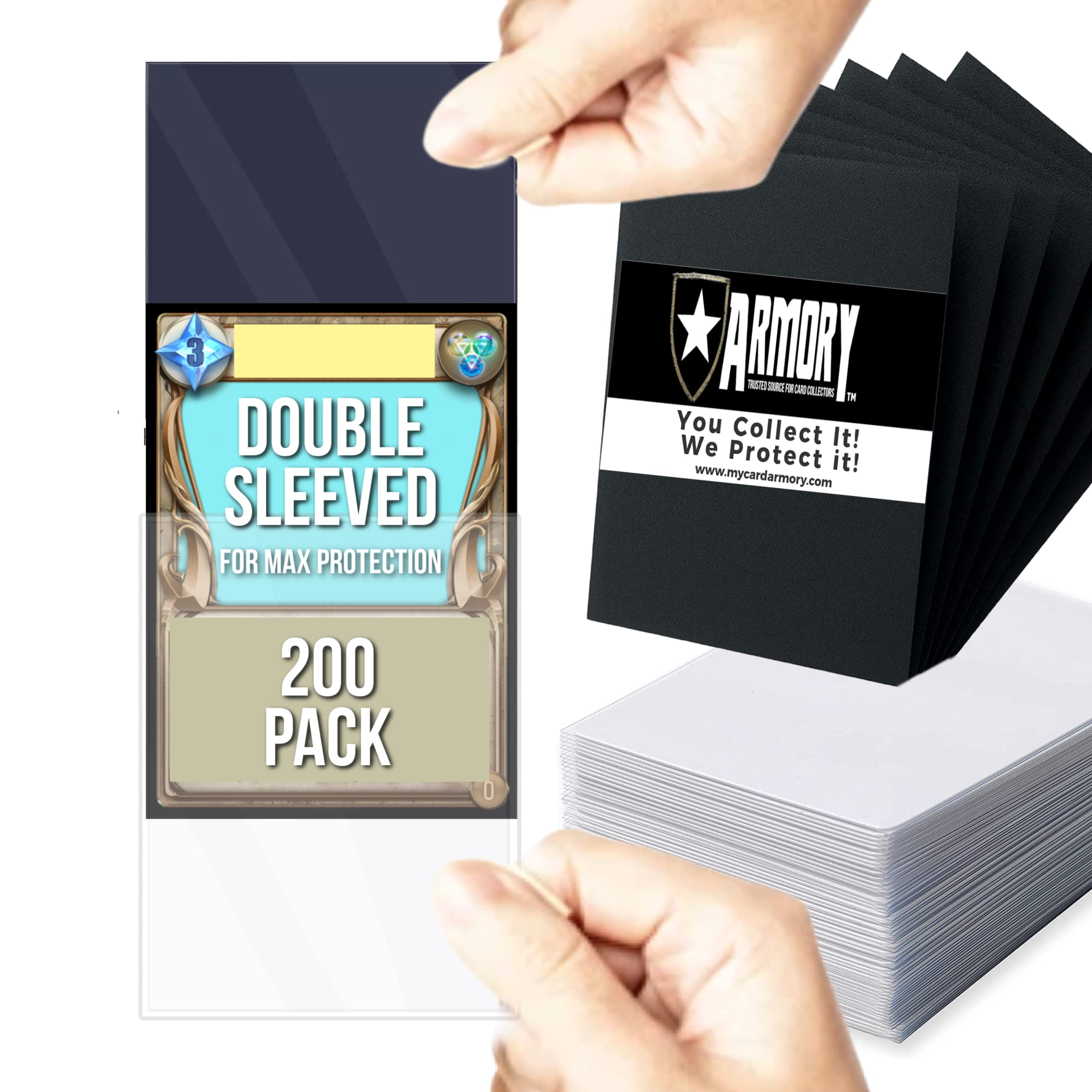 ARMORY 200 Pack Double Sleeves for Deck Cards | Made for Trading and Gaming Cards Yugioh, Yu-Gi-Oh!, Pokemon, Legends, Marvel Champions, Final Fantasy, TCG, CCG, LCG, MTG, JRPG