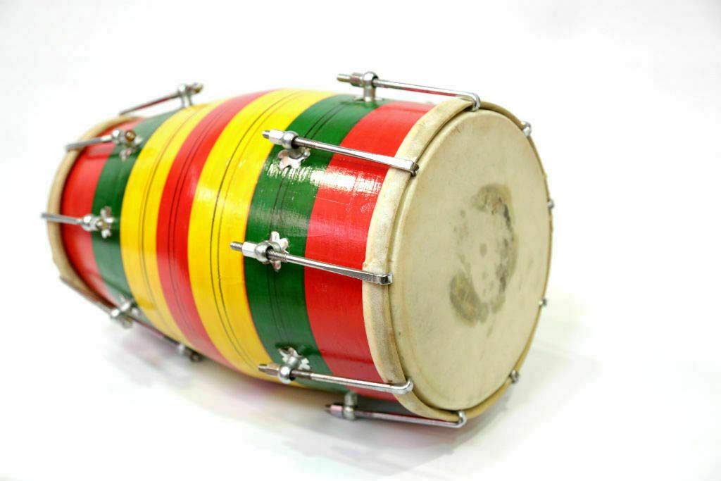 Generic IndienKultur Musical Instrument Wooden Nut & Bolt Small Size 12 Inch Baby Dholak For Kids