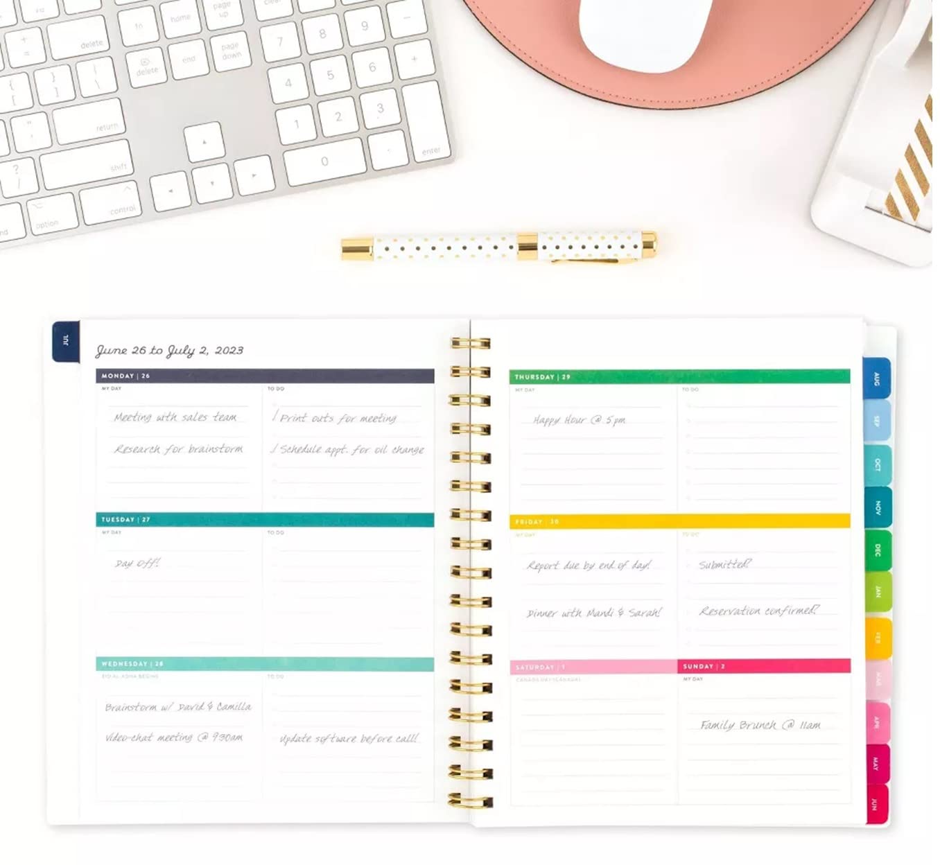 At-A-Glance Emily Ley Simplified Jul 2023 - Jun 2024 Planner 8.5"x5.375", Weekly/Monthly, Pineapple