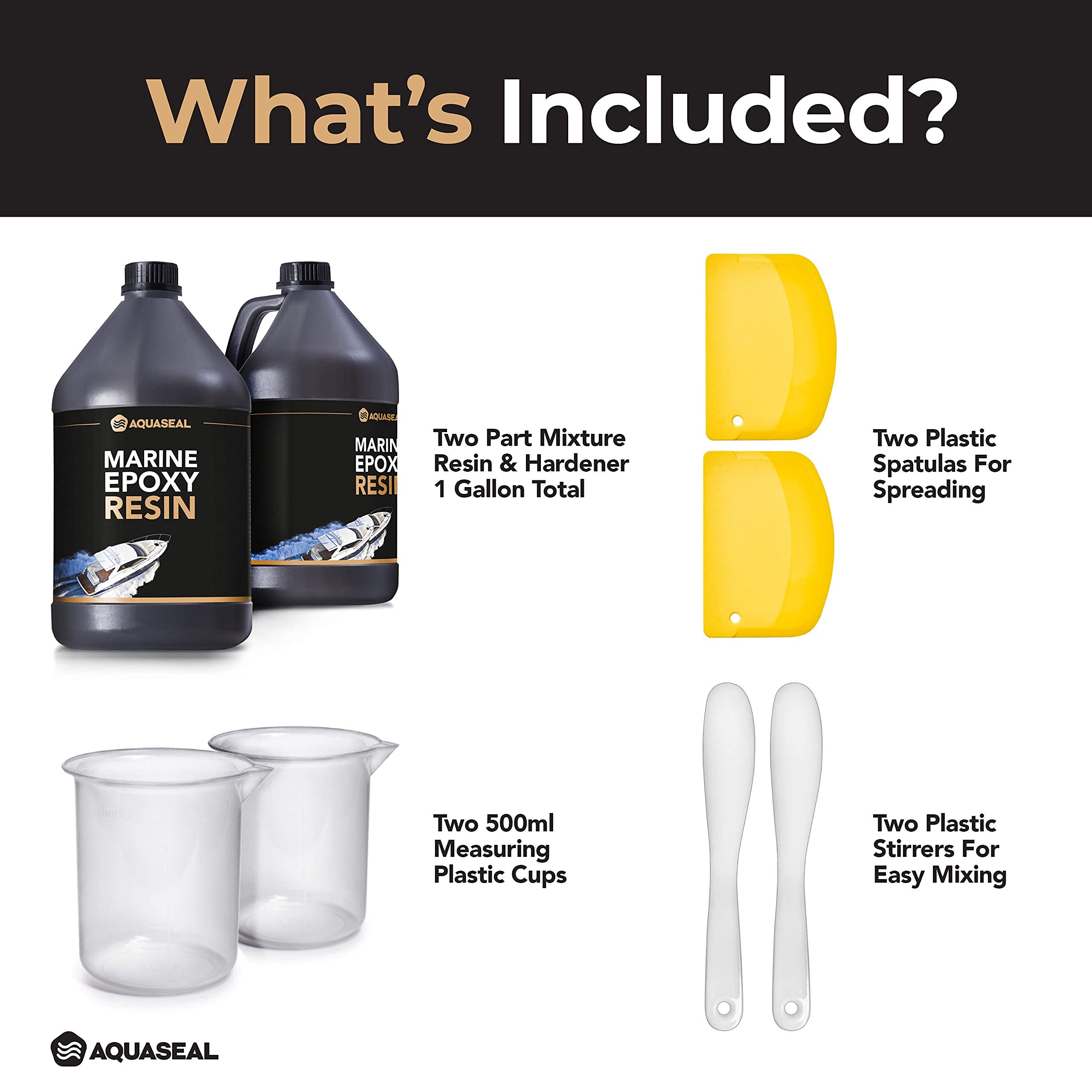 AQUASEAL Table Top Epoxy Resin Epoxy - Bar Top Epoxy Clear Epoxy Resin Countertop Epoxy Marine Epoxy Resin Epoxy Countertop Kit Epoxy Kit 1 Gallon 2 Part Epoxy Resin Clear Adhesive Primer