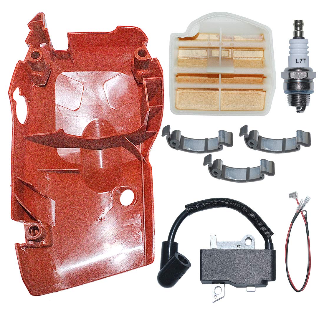 AUMEL Top Cylinder Cover Clip Ignition Coil Air Filter Kit For Husqvarna 445 450 445E 450E Chainsaw Replace 573935701,544080803