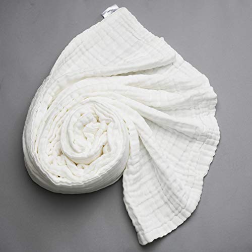 Bamboocart Baby Muslin Swaddle Blanket | Receiving Blanket| Baby Bath Towel | Infant Blanket | Size 41X41 inches| Muslin Cotton Gauze 6 Layer - White