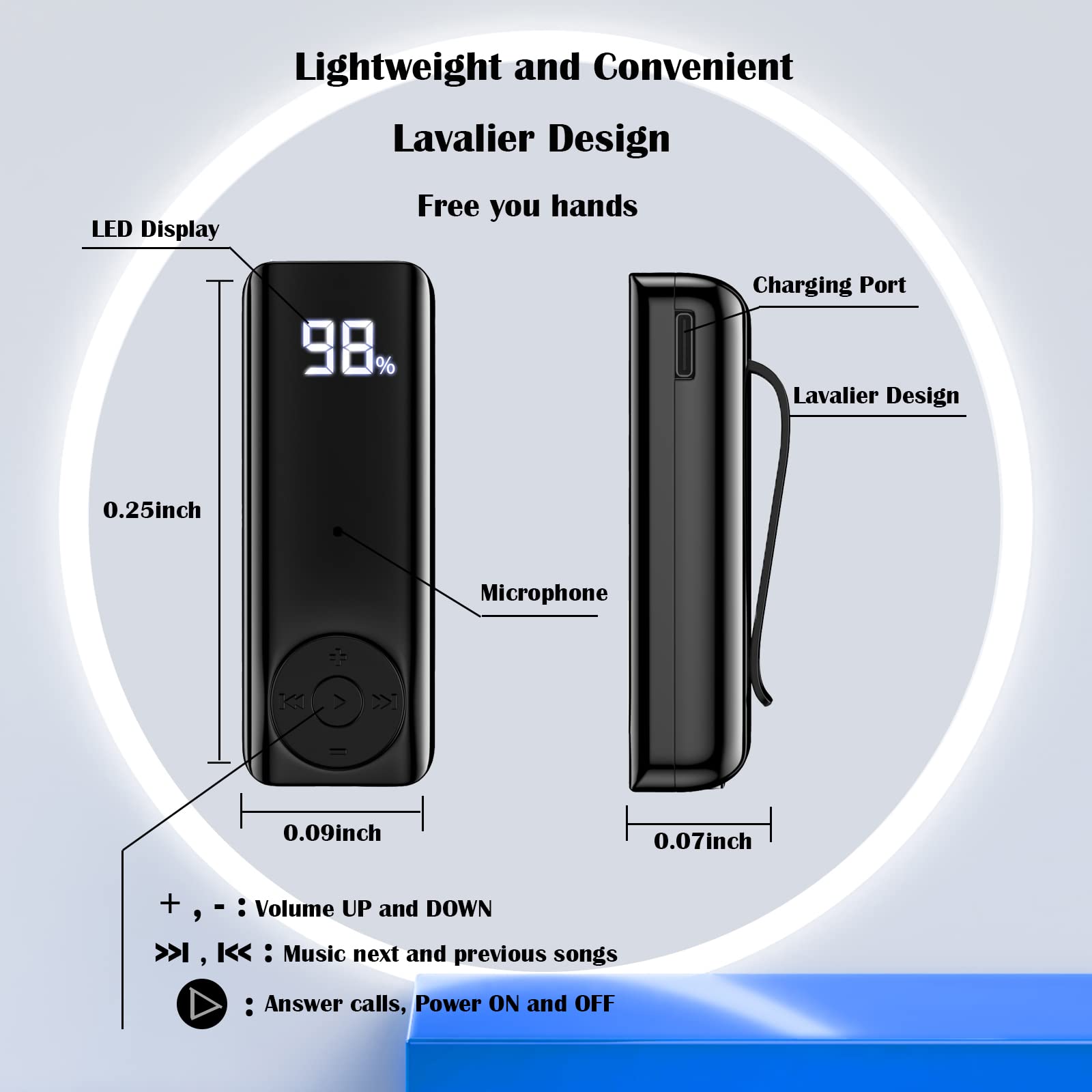 Bluetooth 5.2 Adaptor for Wireless Headphones, 60H Battery Life Bluetooth Receiver with LED Digital Display & Noise Cancelling Mic, Wireless Audio Receiver for Speakers, Car/Home Stereo