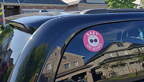 Baby Face Baby on Board Vinyl Car Sticker 2 in a Pack | Promotes Safety | Hot Pink