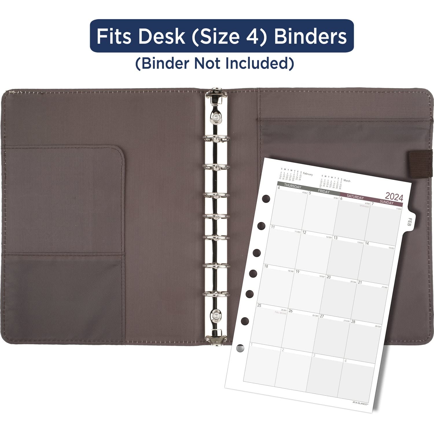 AT-A-GLANCE 2024 Monthly Planner Refill, 12024 Day-Timer, 5-1/2" x 8-1/2", Size 4, Desk Size, Loose-Leaf (061-685Y-24)