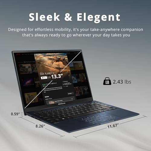 asus Zenbook S 13 Flip 2-in-1 Laptop, 13.3'' 2.8K Touchscreen, Intel Core i7-1260P, 16GB LPDDR5, 2TB SSD, Intel Iris Xe Graphics, Backlit Keyboard, FHD Camera, WiFi 6E, Win 11, Blue, 32GB USB Card